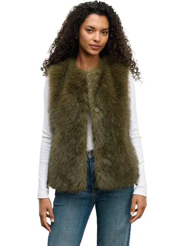 Velvet By Graham & Spencer Anastasia Faux Fur Vest - Green