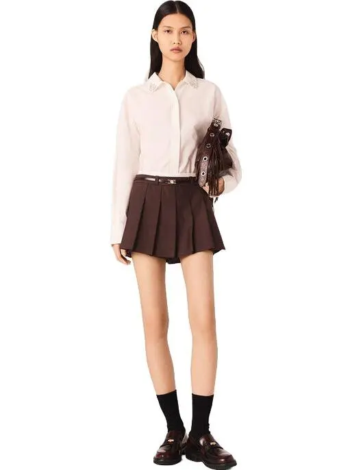 Maje Pleated Skort - Brown