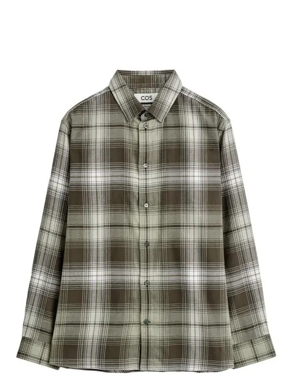 Cos Checked Pima Cotton Shirt - Brown