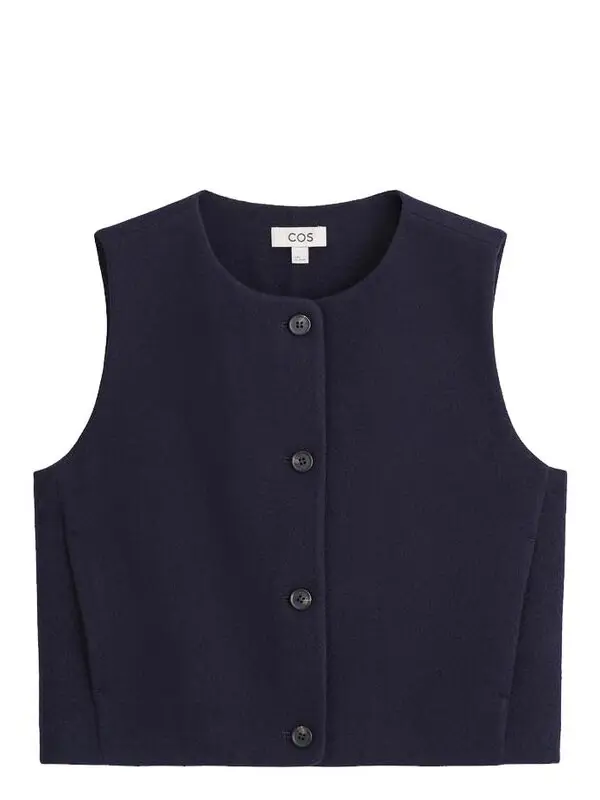 Cos Boiled Merino Wool Blend Vest - Navy