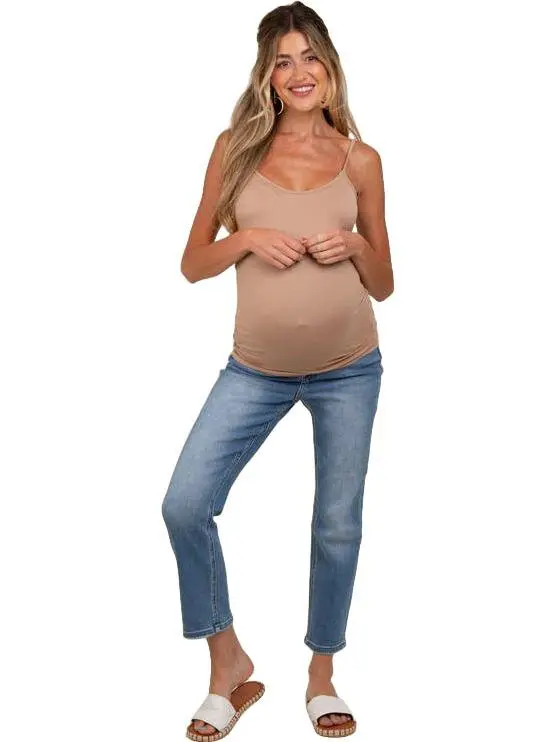 PINKBLUSH Slim Straight Maternity Ankle Crop Jeans - Blue