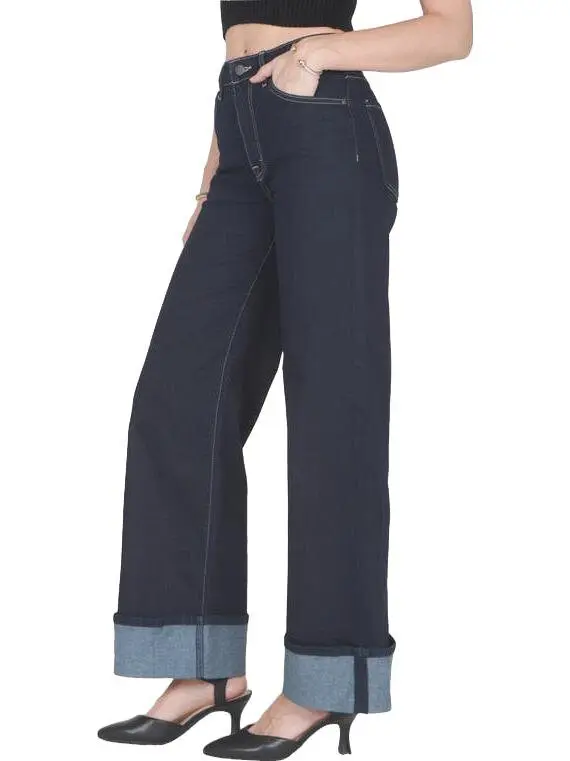 Fidelity Denim Ziggy Wide Leg Cuffed Jeans - Excel Rinse