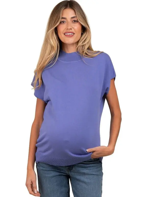 PINKBLUSH Knit Maternity Top - Periwinkle