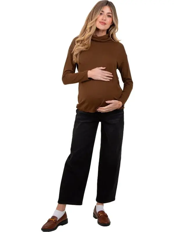 PINKBLUSH Cropped Wide Leg Maternity Jeans - Black