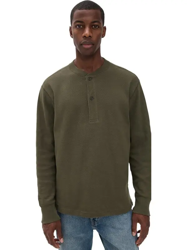 Filson Waffle Knit Henley Top - Mossy Rock