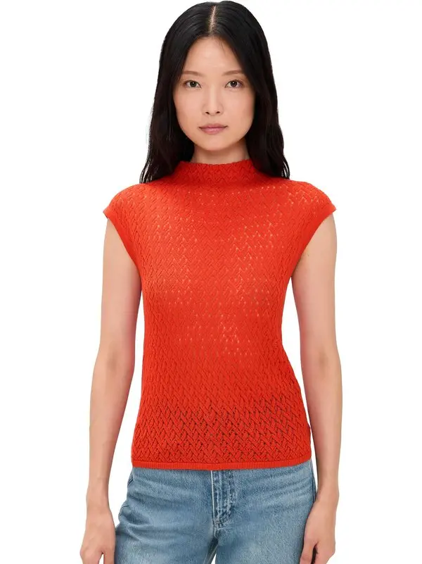 Rag & Bone Tana Merino Cap-sleeve Sweater - Bright Orange