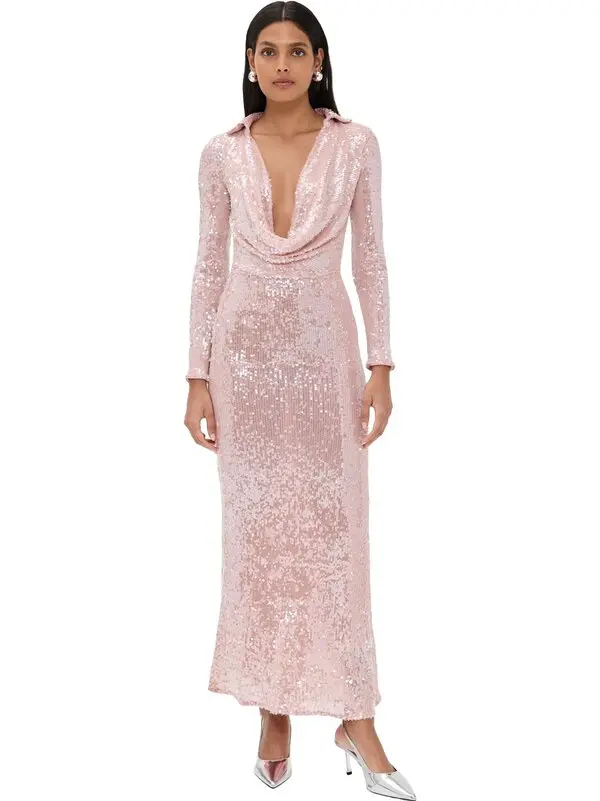 Bardot Lorel Sequin Mesh Maxi Dress - Bliss Pink