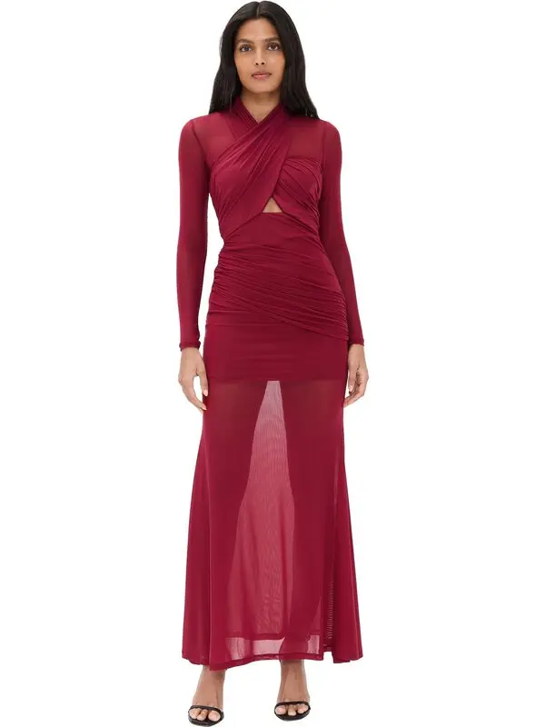 Bardot Veria Wrap Maxi Dress - Burgundy