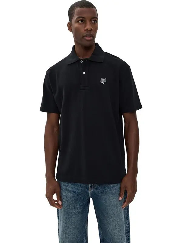 Maison Kitsuné Grey Fox Head Patch Comfort Polo - Black