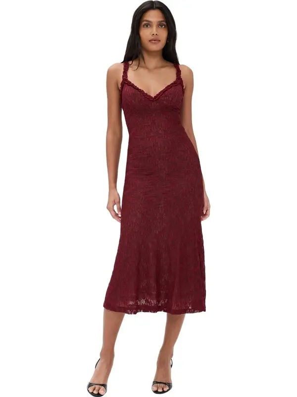 Bardot Alegra Stretch Lace Midi Dress - Burgundy