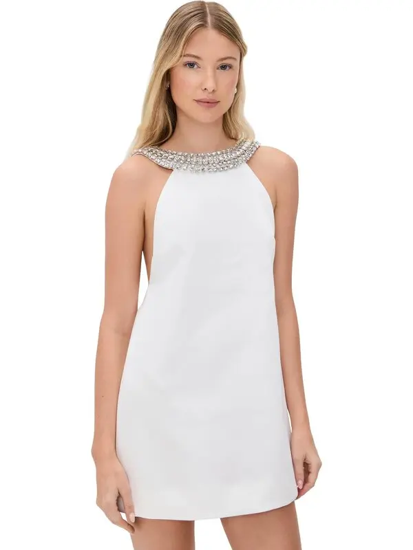 Retrofete Kenai Mini Dress With Crystal Trim - White