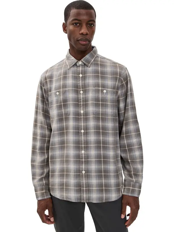 Faherty Brand The Tried And True Chambray Workshirt - Iron Water Plaid