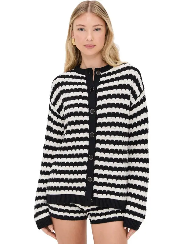 Show Me Your Mumu Inez Striped Cardigan - Black And White Stripe Knit