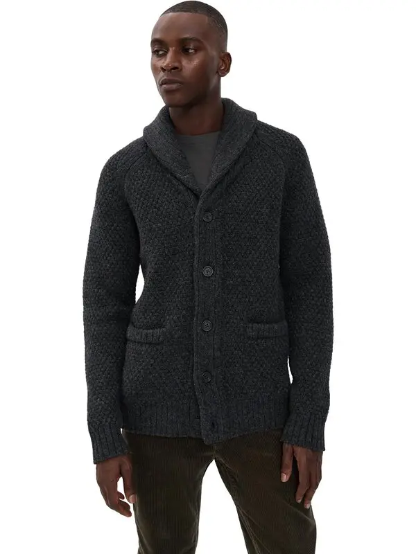 Taylor Stitch Fisherman Shawl Cardigan - Heather Coal Merino