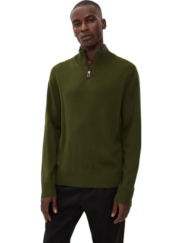 Paul Smith Quarter Zip Wool Blend Sweater - Olive