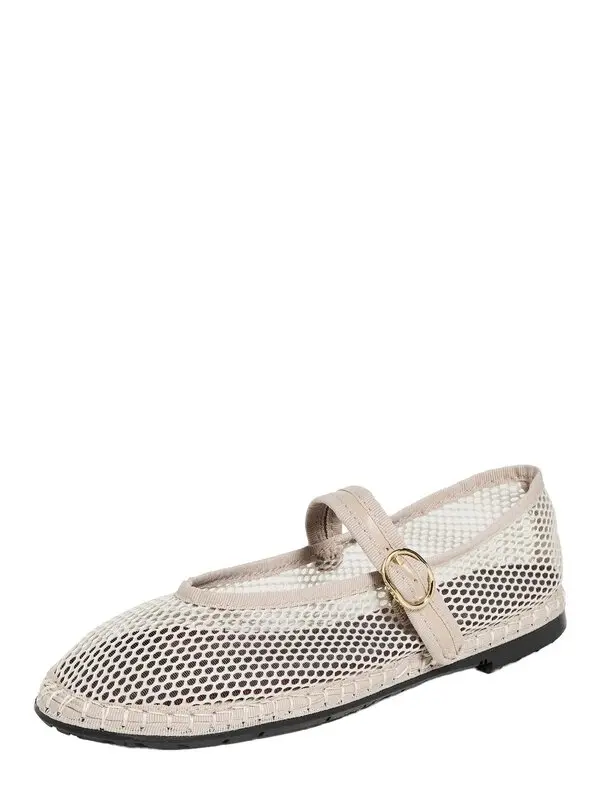 FLABELUS Isabella Mesh Mary Jane Flats - Nude
