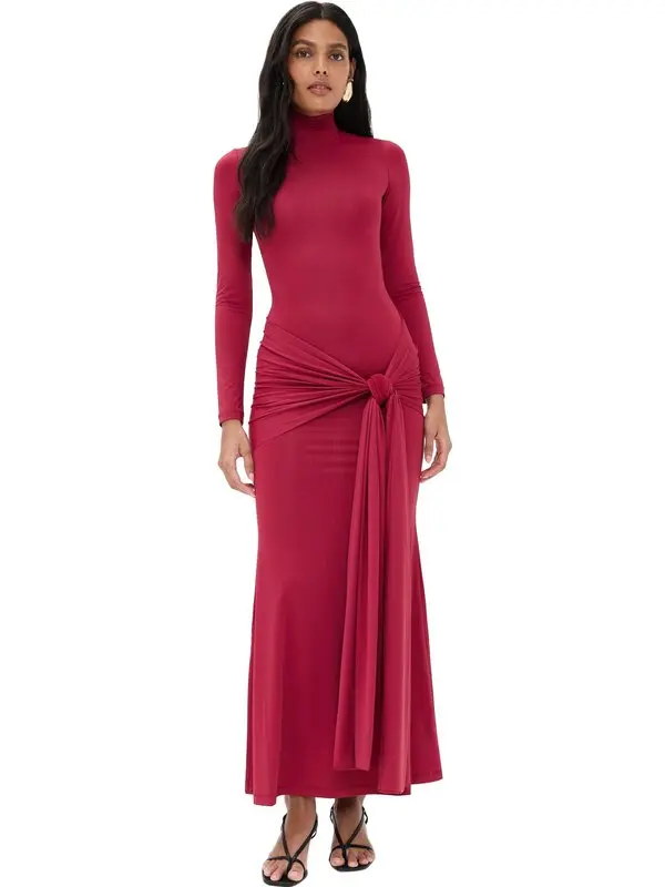 Bardot Alix Maxi Tie Front Dress - Burgundy