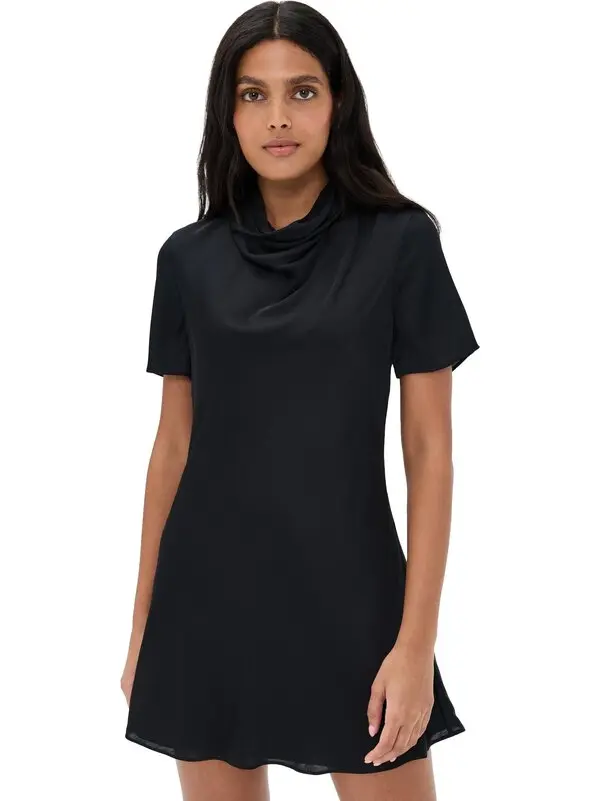 Staud Iris Silk Mini Dress - Black