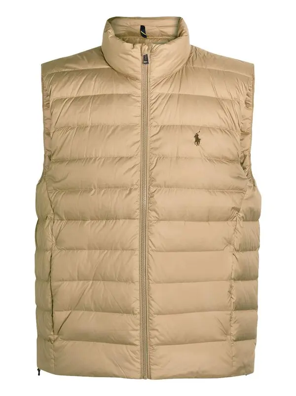 Ralph Lauren Logo-embroidered Quilted Shell Gilet - Tan