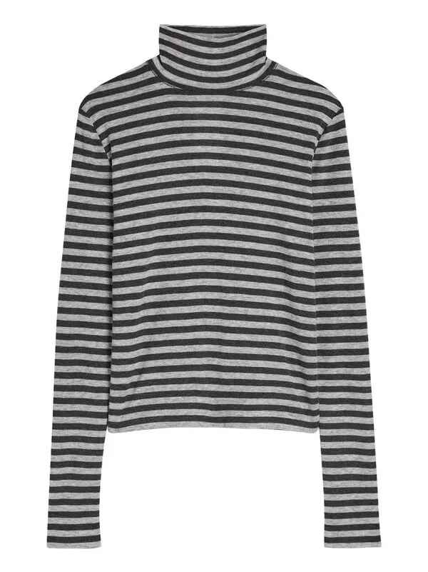 Max Mara Striped Jersey Top - Dark Grey