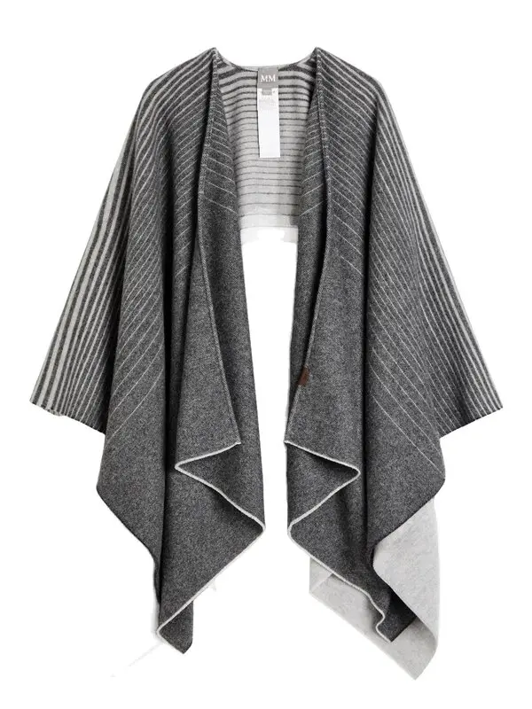 Max Mara Brenta Striped Brushed-knit Cape - Light Grey