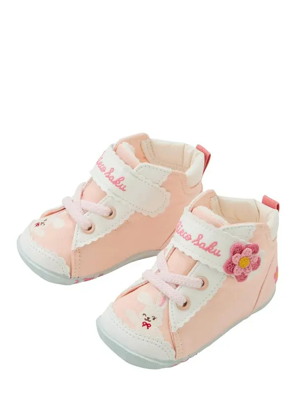 MIKI HOUSE Floral Appliqué Sneakers - Pink