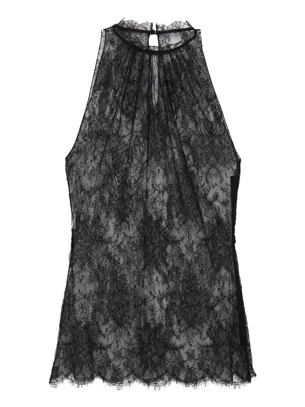 Alexander McQueen Lace Sleeveless Top - Black