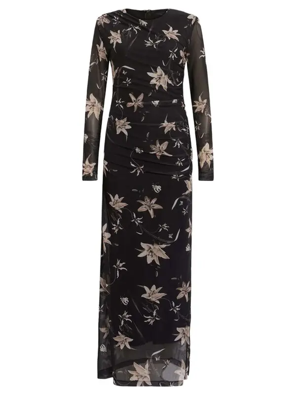 ALLSAINTS Floral Print Mesh Caia Maxi Dress - Brown