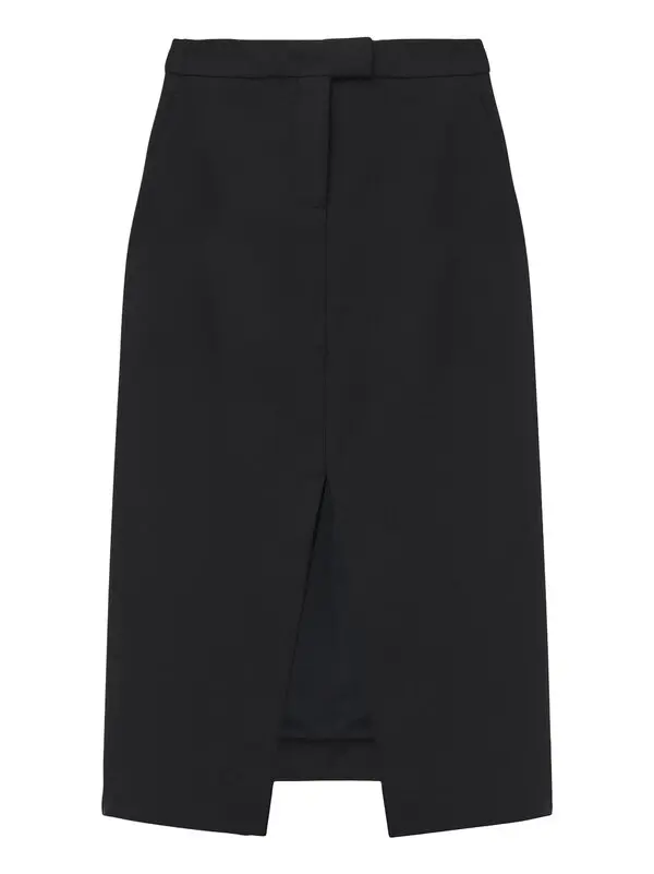 Alexander McQueen Stretch-wool Midi Skirt - Black