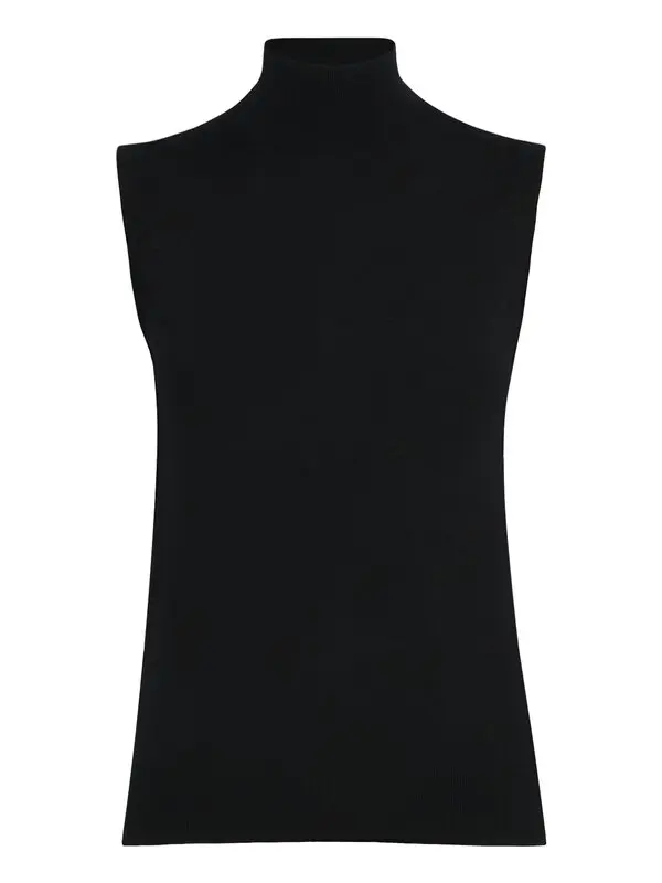 Max Mara Virgin Wool Sleeveless Sweater - Black