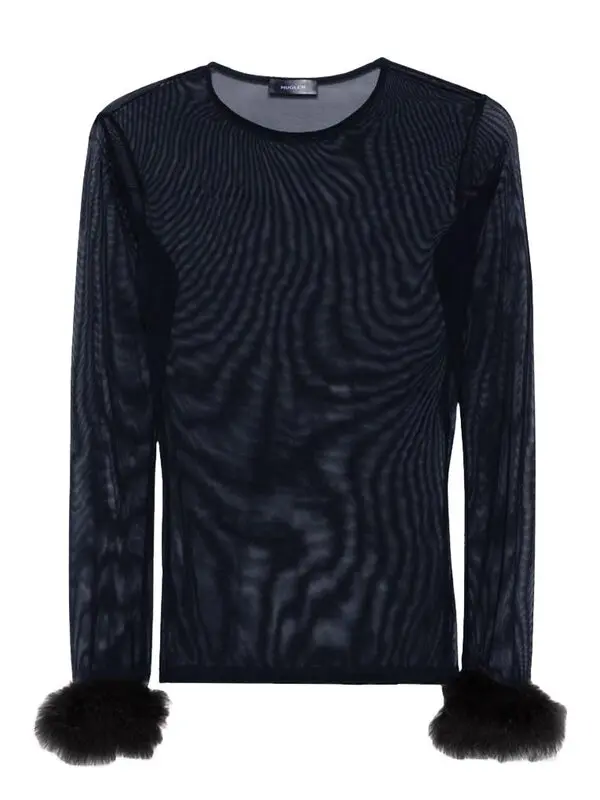 MUGLER Marabou Mesh Top - Blue