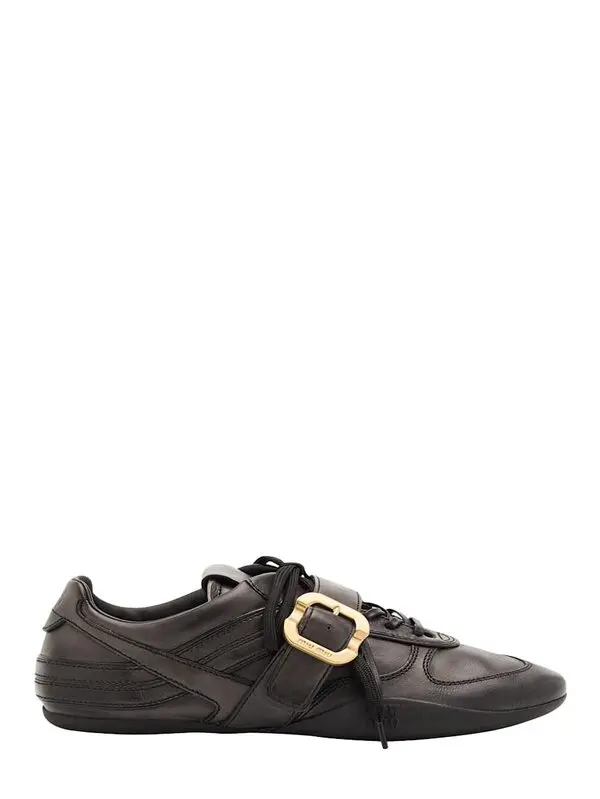 Miu Miu Allacciate Leather Buckle Low-top Sneakers - Black