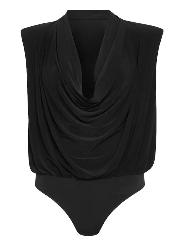 Ramy Brook Eden Sleeveless Cowl-neck Bodysuit - Black