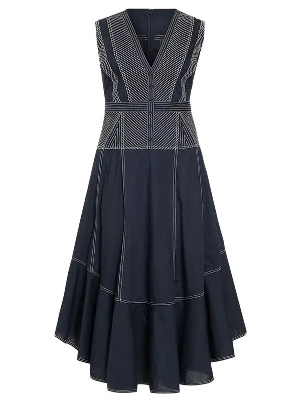 Ramy Brook Grega V-neck Midi Dress - Navy
