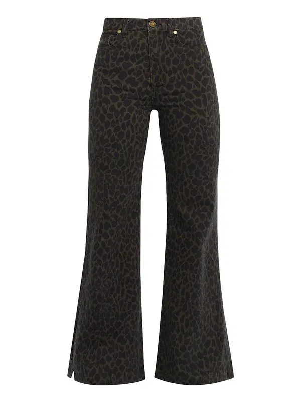 Ramy Brook Tyra Printed Wide-leg Jeans - Olive