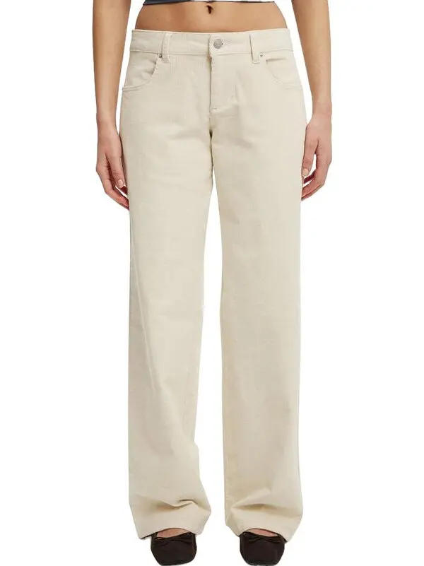 COTTON ON Low Rise Straight Corduroy Pants - Ecru