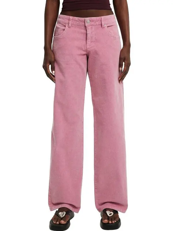 COTTON ON Low Rise Straight Corduroy Pants - Washed Rose