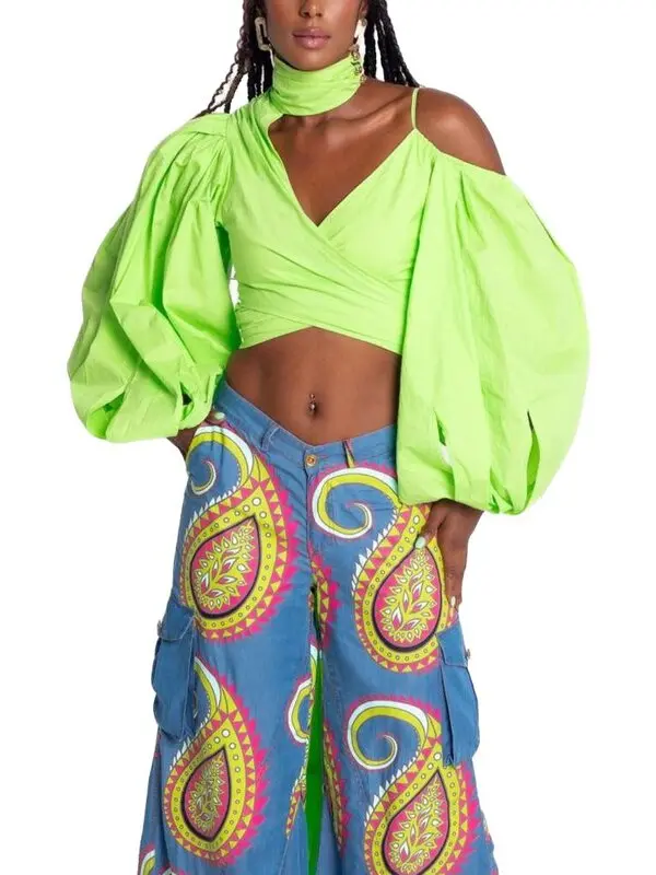 BOHN JSELL Persephone Wrap Top - Green