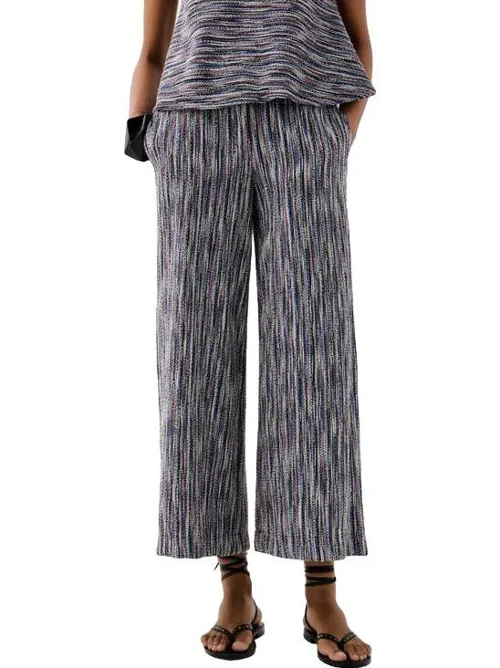 SCALPERS Wide Knitted Trousers - Ecru-blue