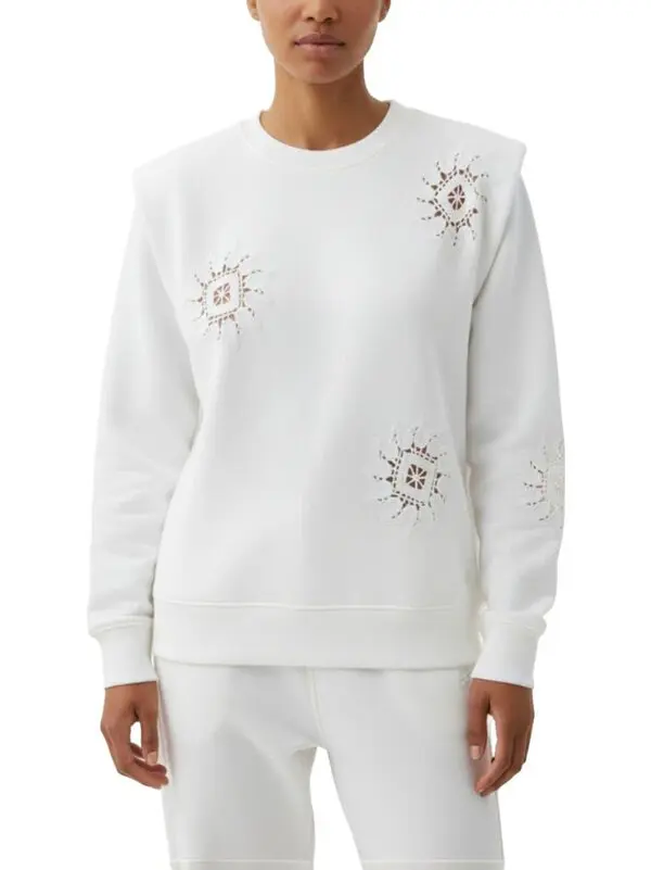 SCALPERS Padded Sun Crochet Sweater - Offwhite