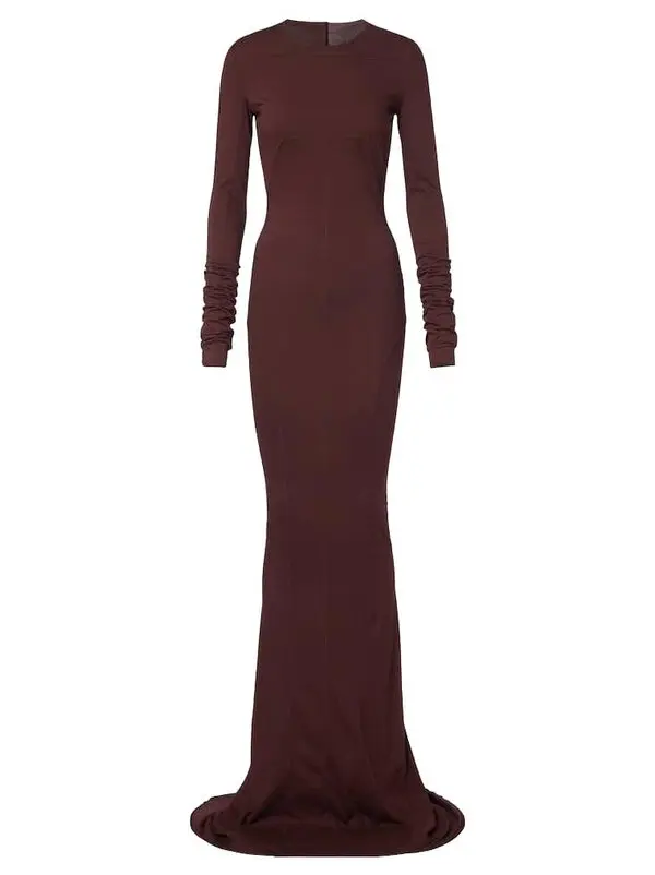 Rick Owens Simple Edfu Cotton Jersey Maxi Dress - Burgundy