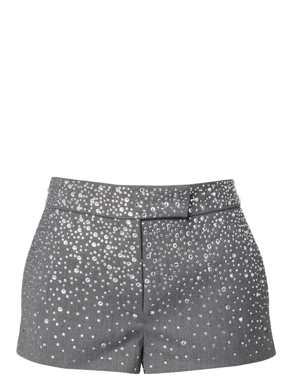 Alex Perry Low-rise Crystal-embellished Micro Shorts - Grey