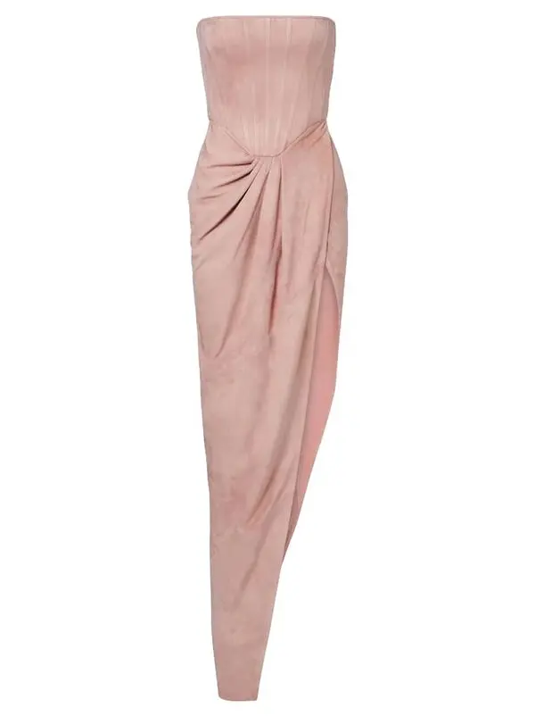 Alex Perry Draped Suede Bustier Dress - Pink