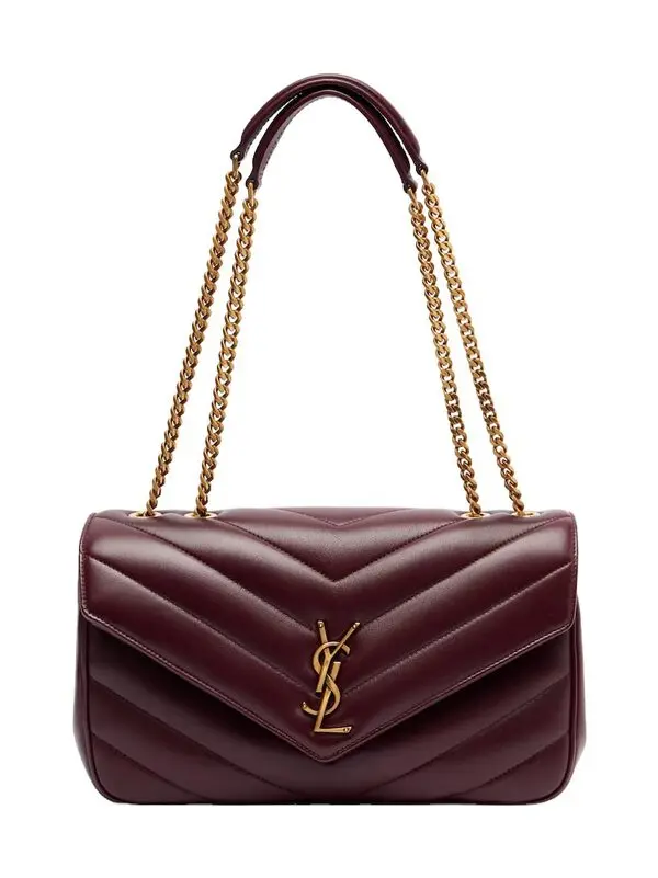 Saint Laurent Lou Lou Medium Leather Shoulder Bag - Burgundy