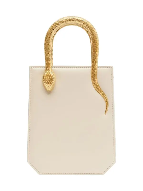 BVLGARI Serpentine Small Embellished Leather Tote Bag - White