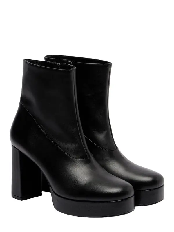 Staud Jodie Leather Platform Ankle Boots - Black