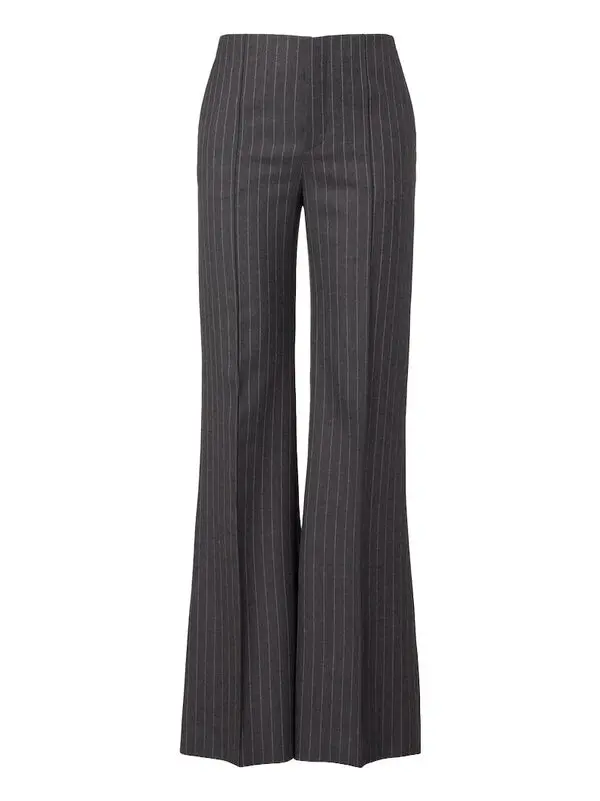 Chloé Pinstriped Virgin Wool Wide-leg Trousers - Grey