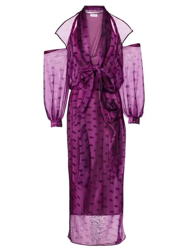 Acne Studios Cutout Printed Semi-sheer Midi Dress - Purple