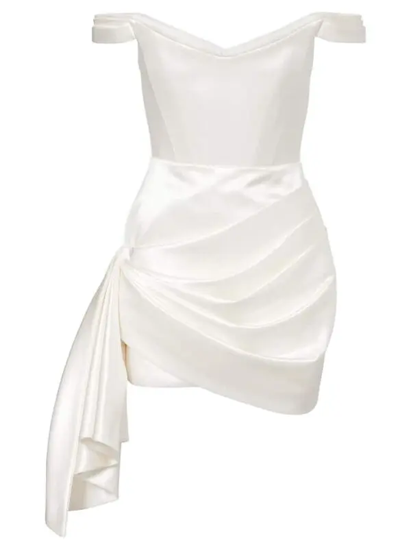 Alex Perry Cotton And Silk Bustier Dress - White