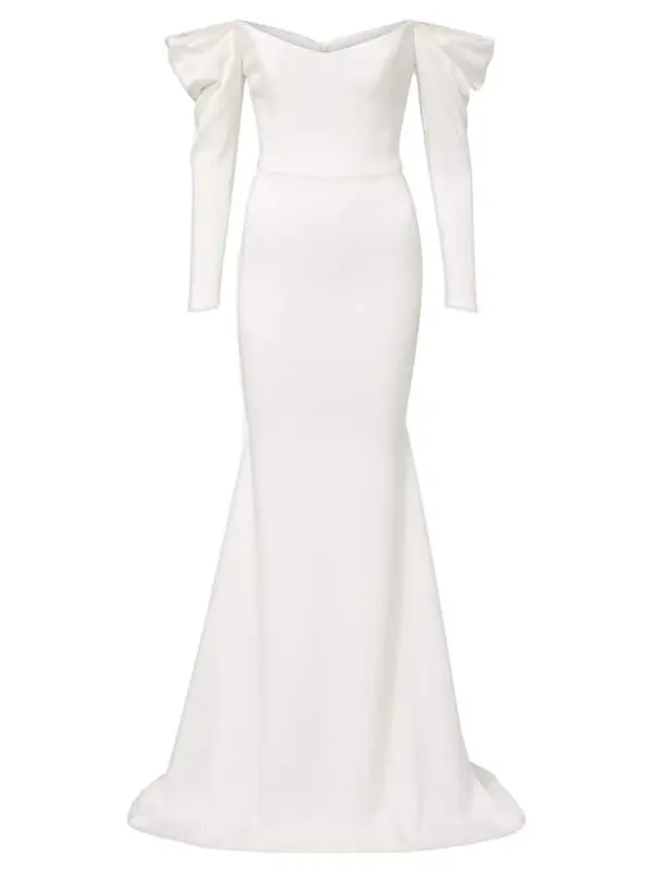 Alex Perry Bridal Off-shoulder Crêpe Bustier Gown - White